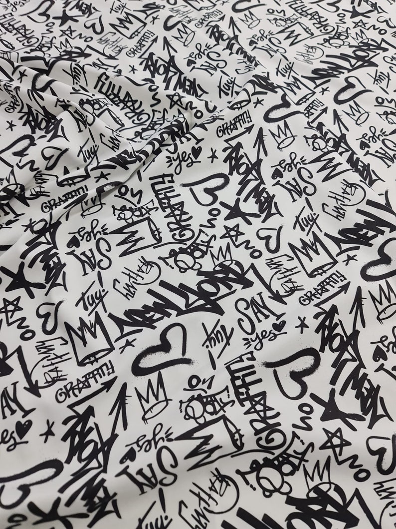 Graffiti Pattern Fabric Spandex 4-way Stretch Fabric - Etsy