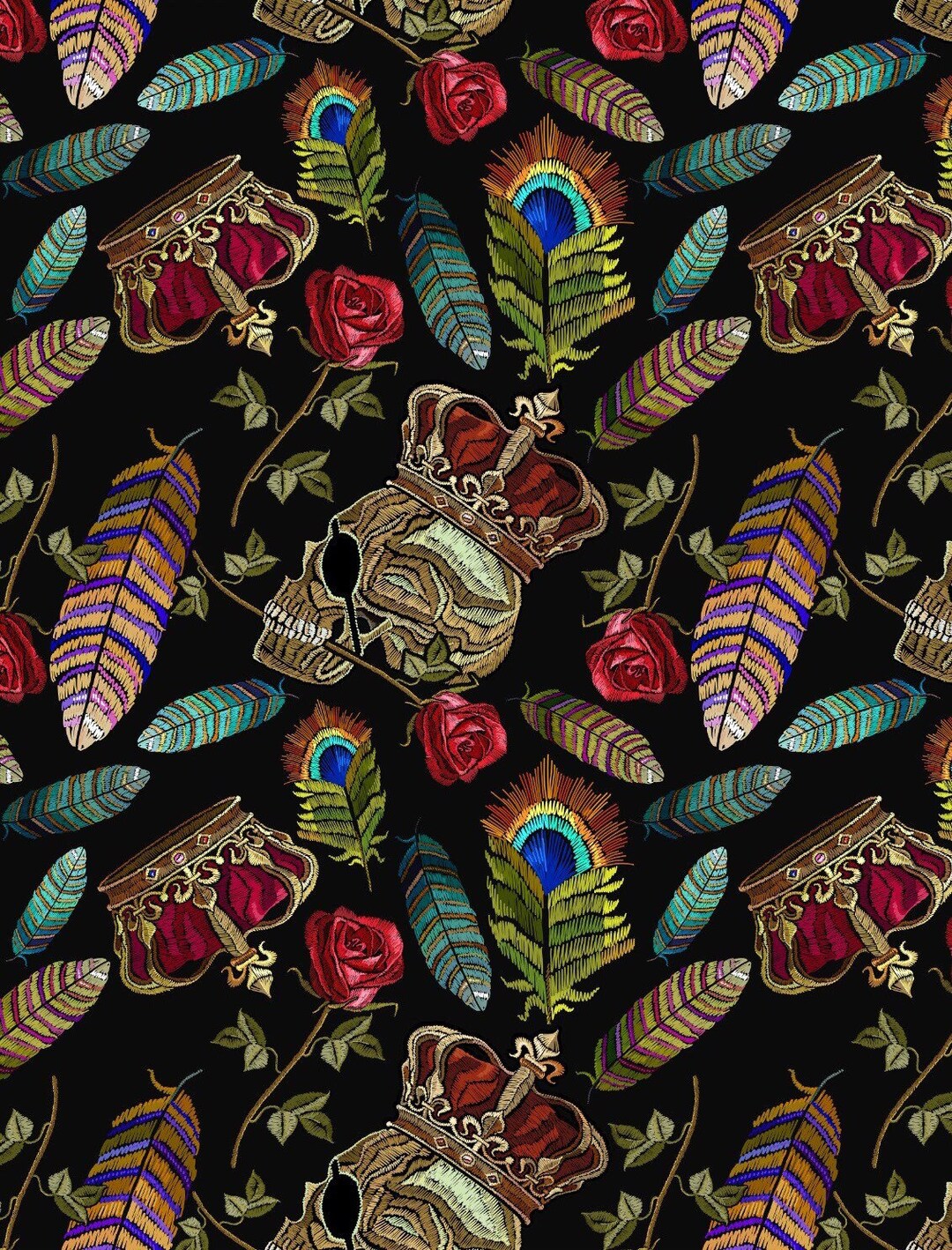 Silky Crepe Fabric, Human Skull Pattern Fabric, High Quality Fabric by ...