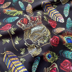 Silky Crepe Fabric, Human Skull Pattern Fabric, High Quality Fabric by ...