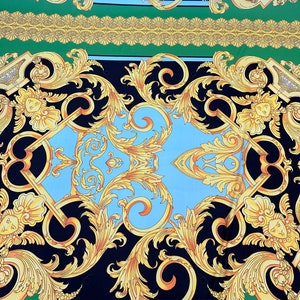Baroque Pattern Fabric, Silky Crepe Fabric , Fabric by the Yard, Panel ...