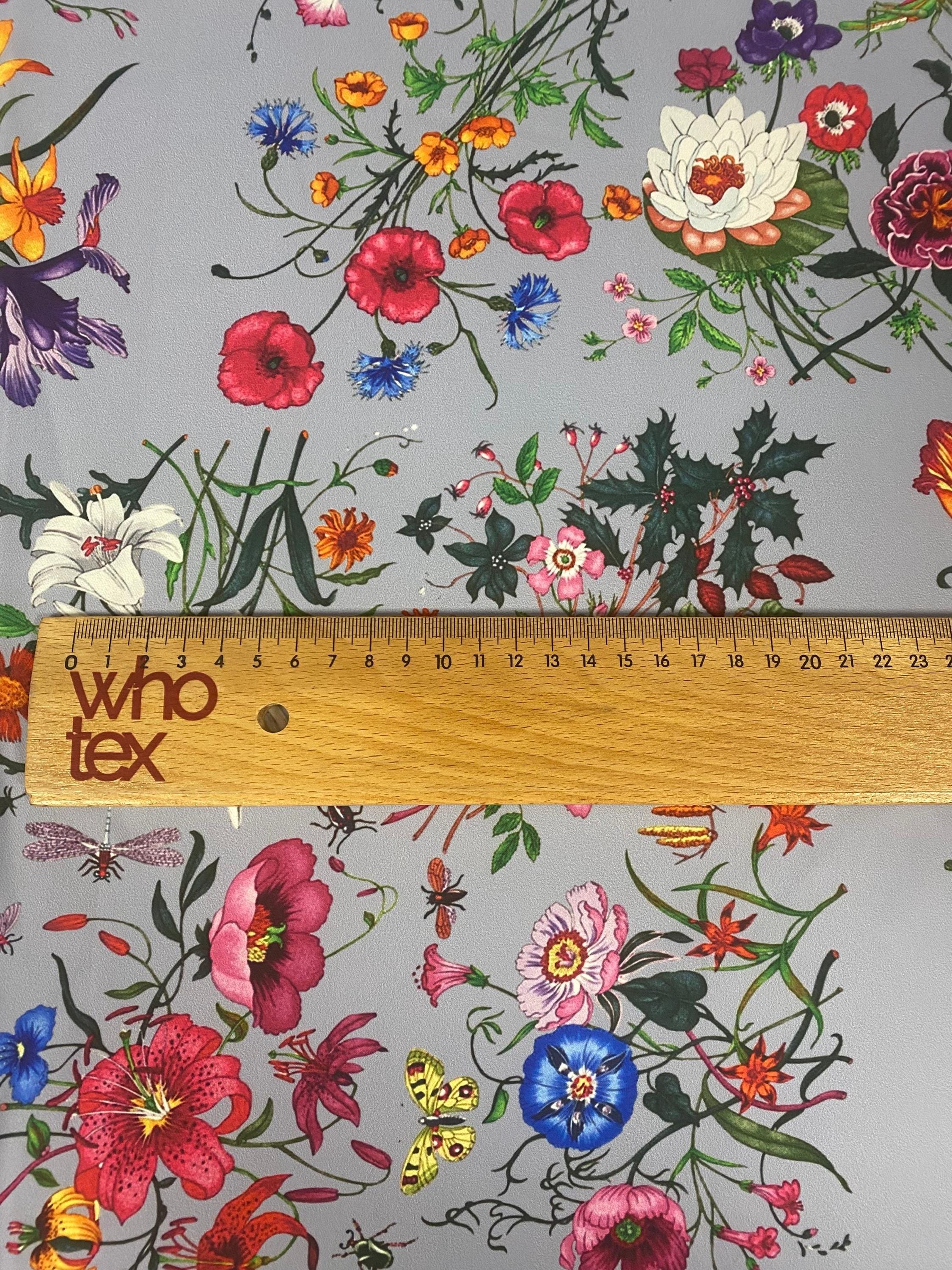 Colorful Floral Pattern on Light Grey Fabric - Etsy