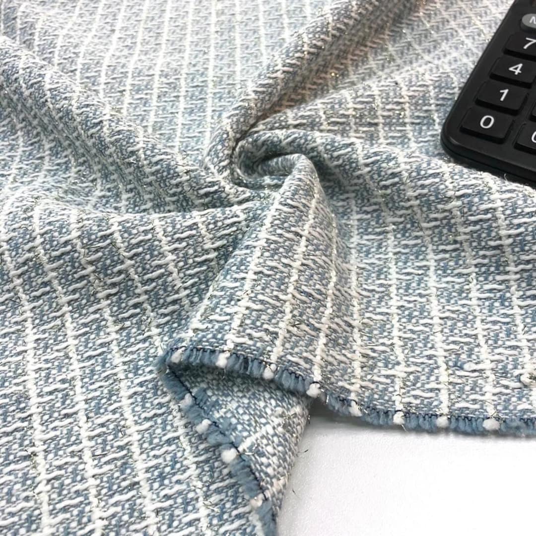 Baby Blue Tweed Fabric, Cotton Tweed Fabric for Clothing by the Yard ...