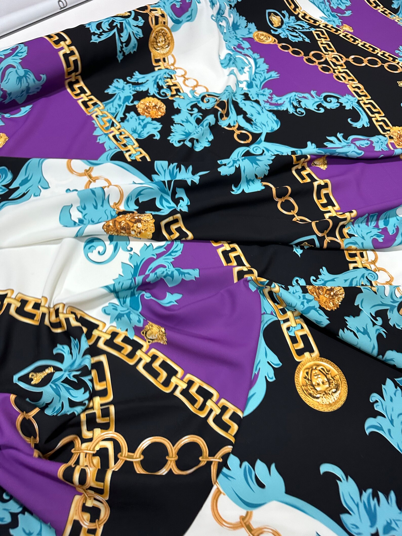 Swirl Pattern Fabric,luxe Fabric, High Quality Fabric, Gold Chain Print ...