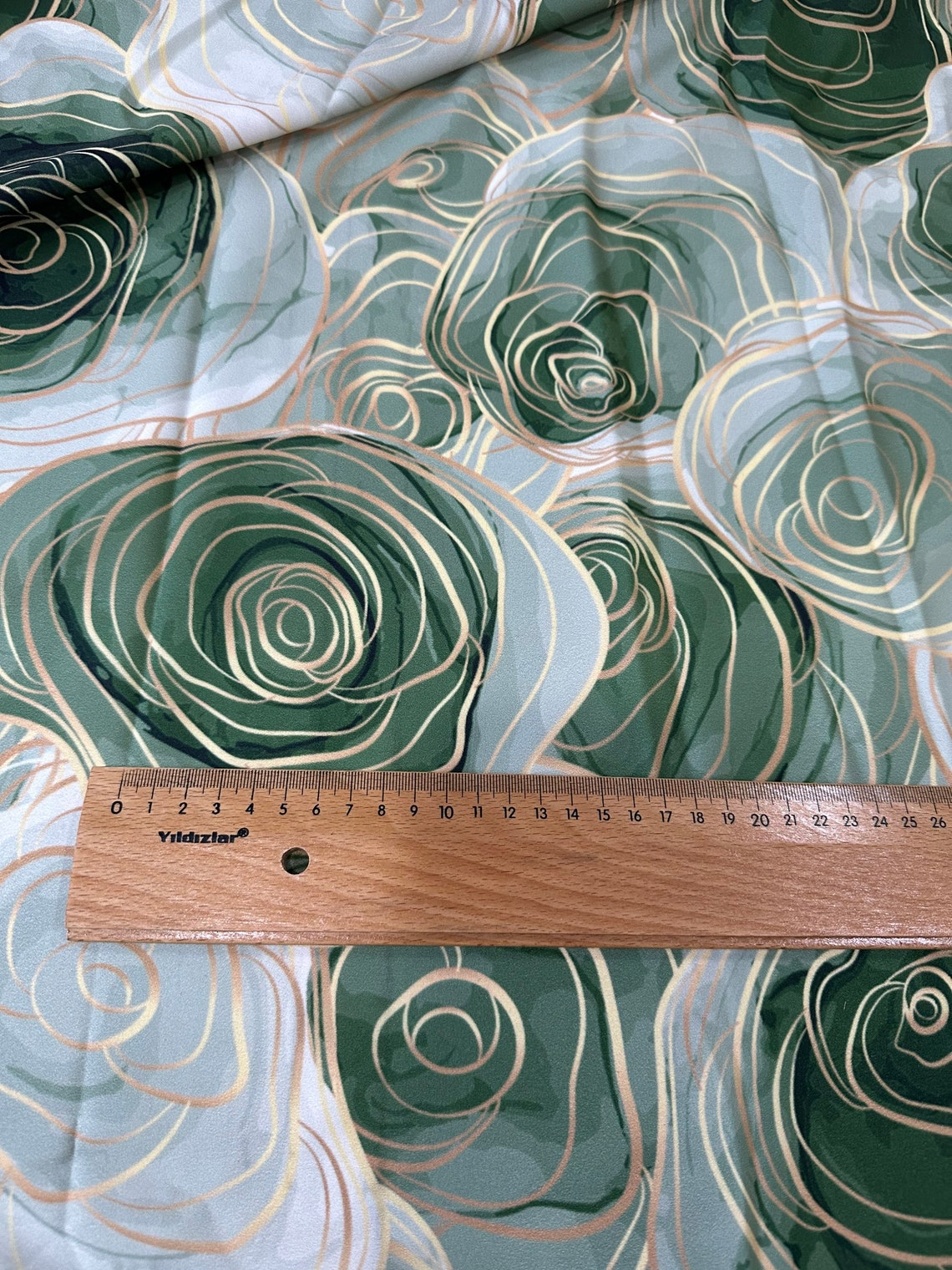 Abstract Pattern Crepe Fabric Green Rose Pattern Fabric - Etsy