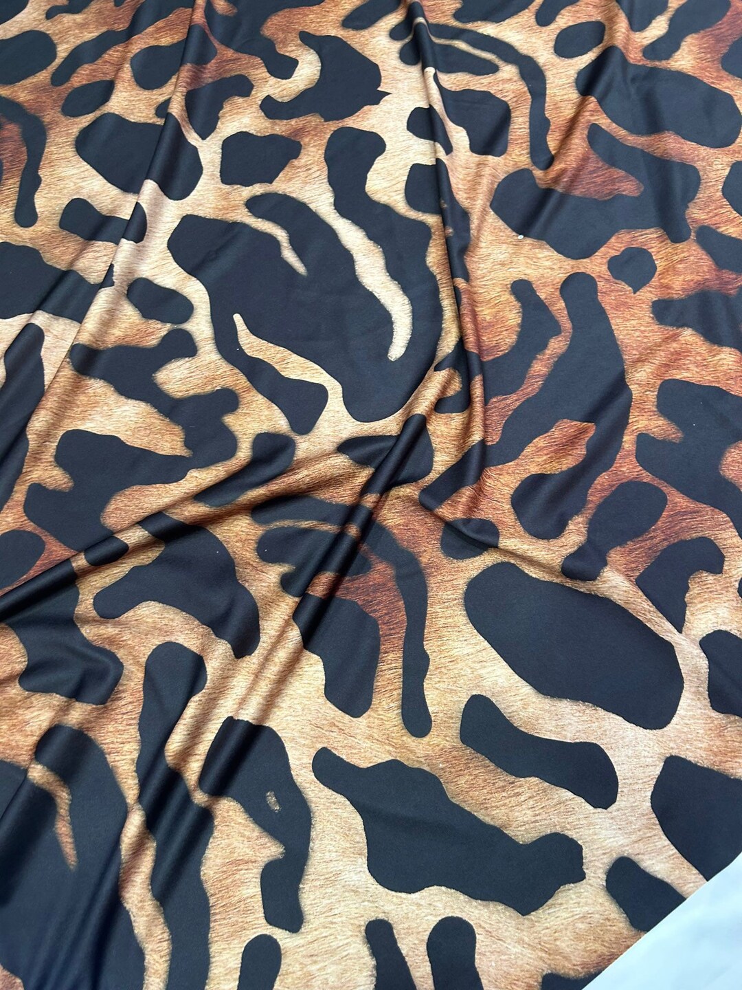 Big Leopard Print Fabric, Exotic Animal Pattern Spandex 4-way Stretch ...
