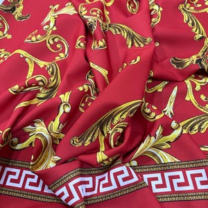 Greek Key Red Fabric - Baroque Pattern by the Yard - Etsy