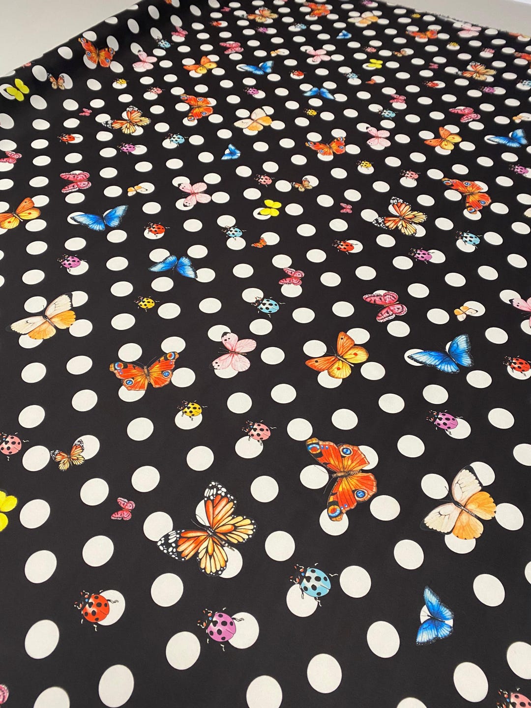 Polka Dot Butterfly Satin Fabric by the Metre - Etsy