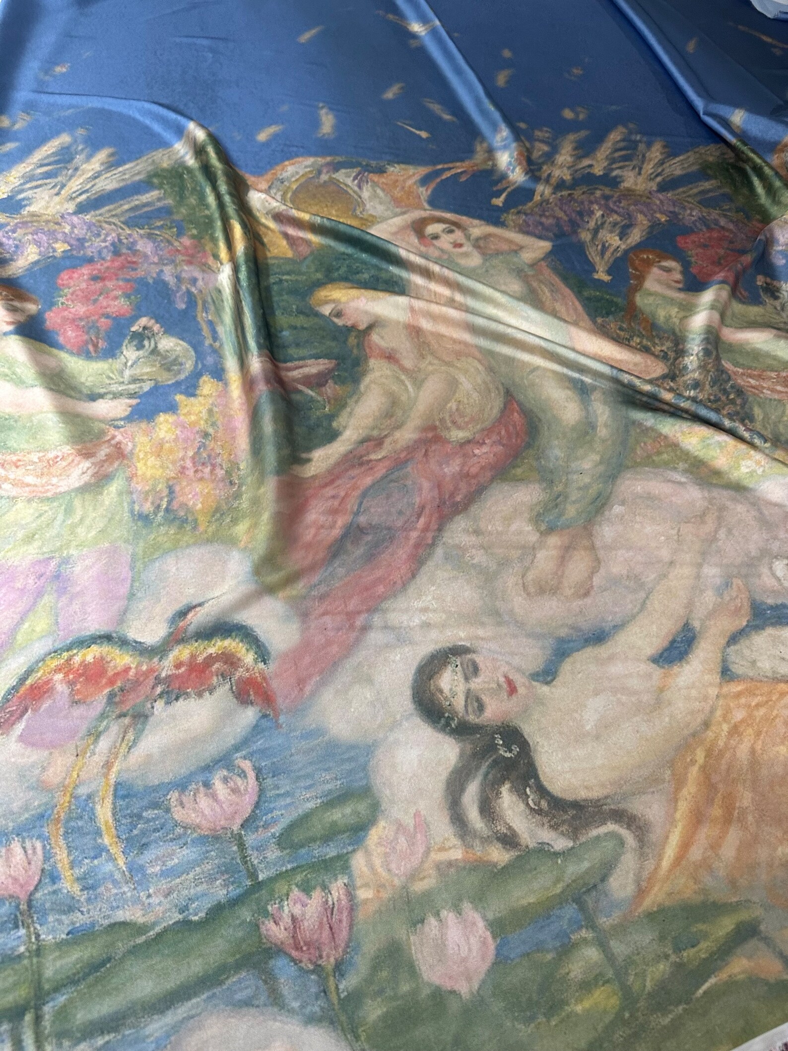 Antique Table Pattern Silk Satin Fabric, Vintage Pattern Fabric - Etsy