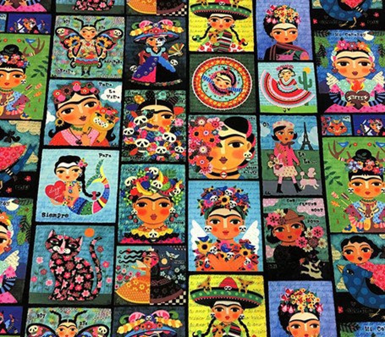 Frida Print Upholstery Fabric Frida Patchwork Print Fabric - Etsy