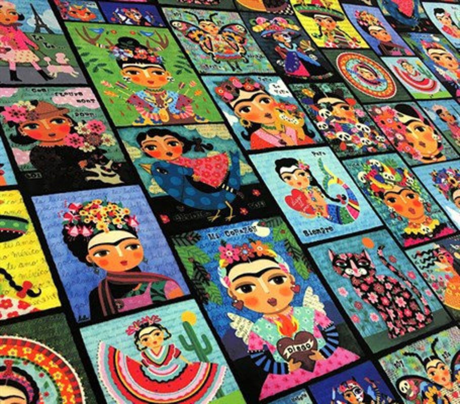 Frida Print Upholstery Fabric Frida Patchwork Print Fabric - Etsy
