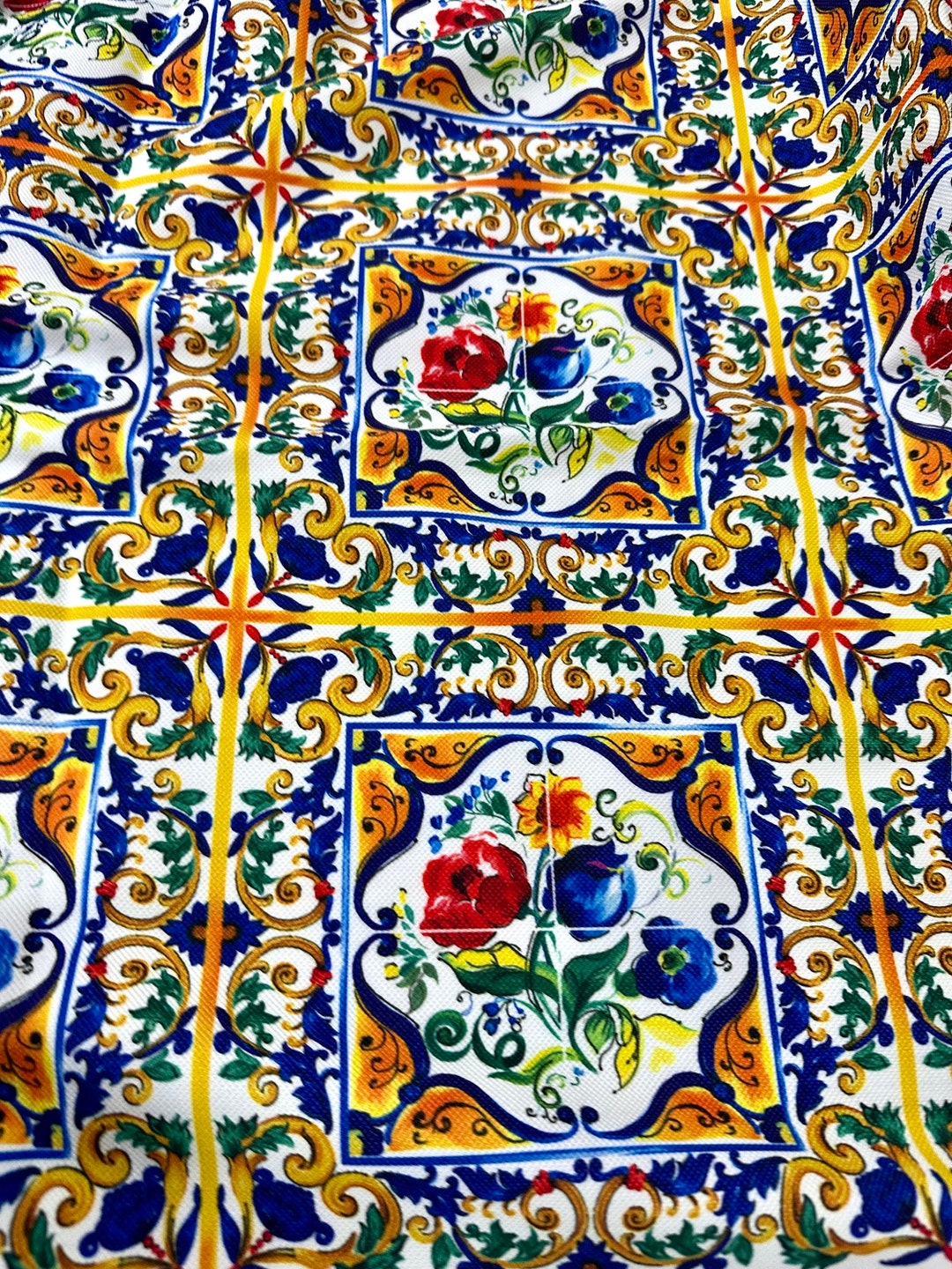 Majolica Pattern Upholstery Fabric, Digital Print Fabric, Outdoor ...