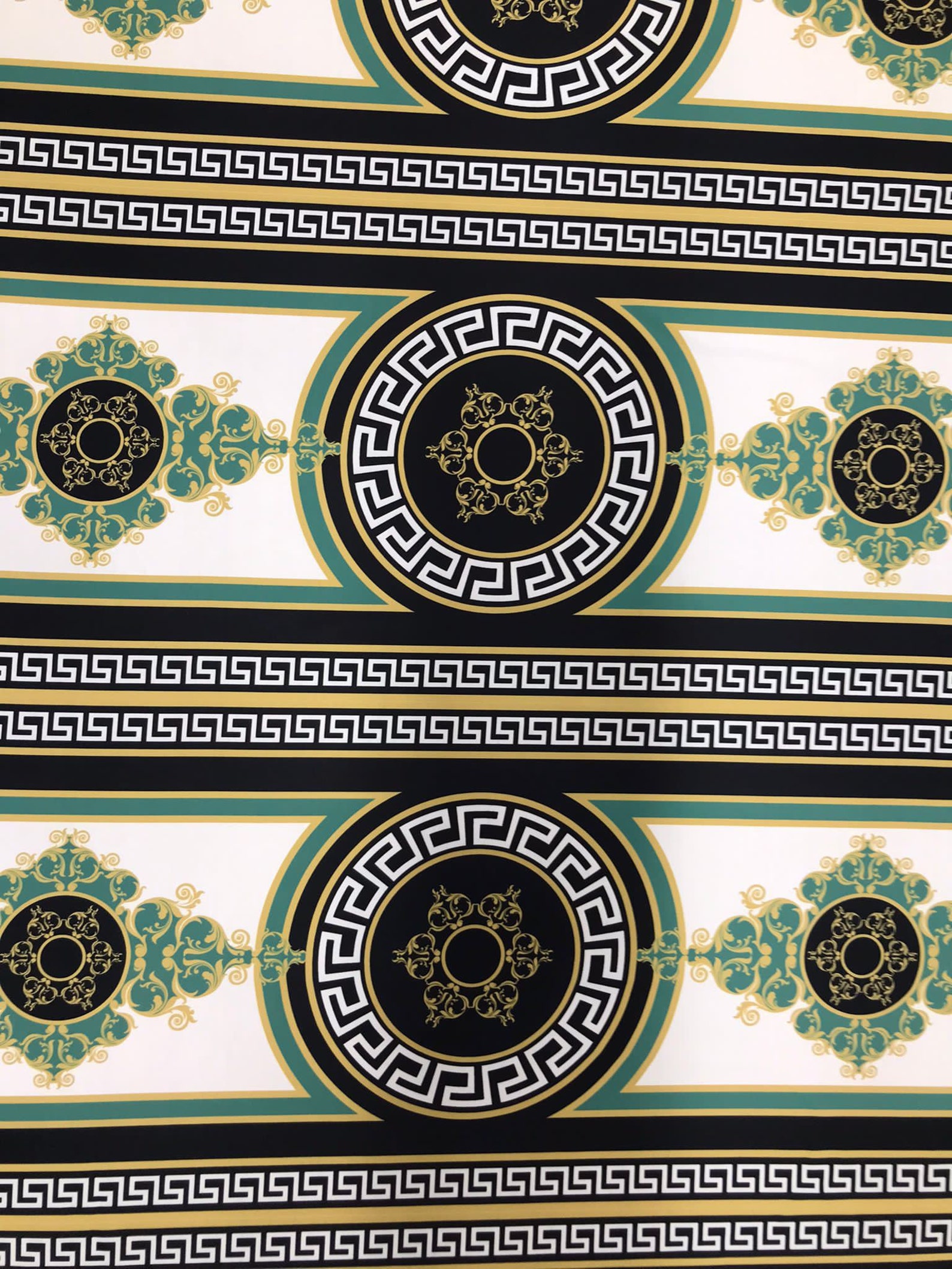 Black Silky Crepe Fabric Greek Key Pattern Fabric Fabric by - Etsy