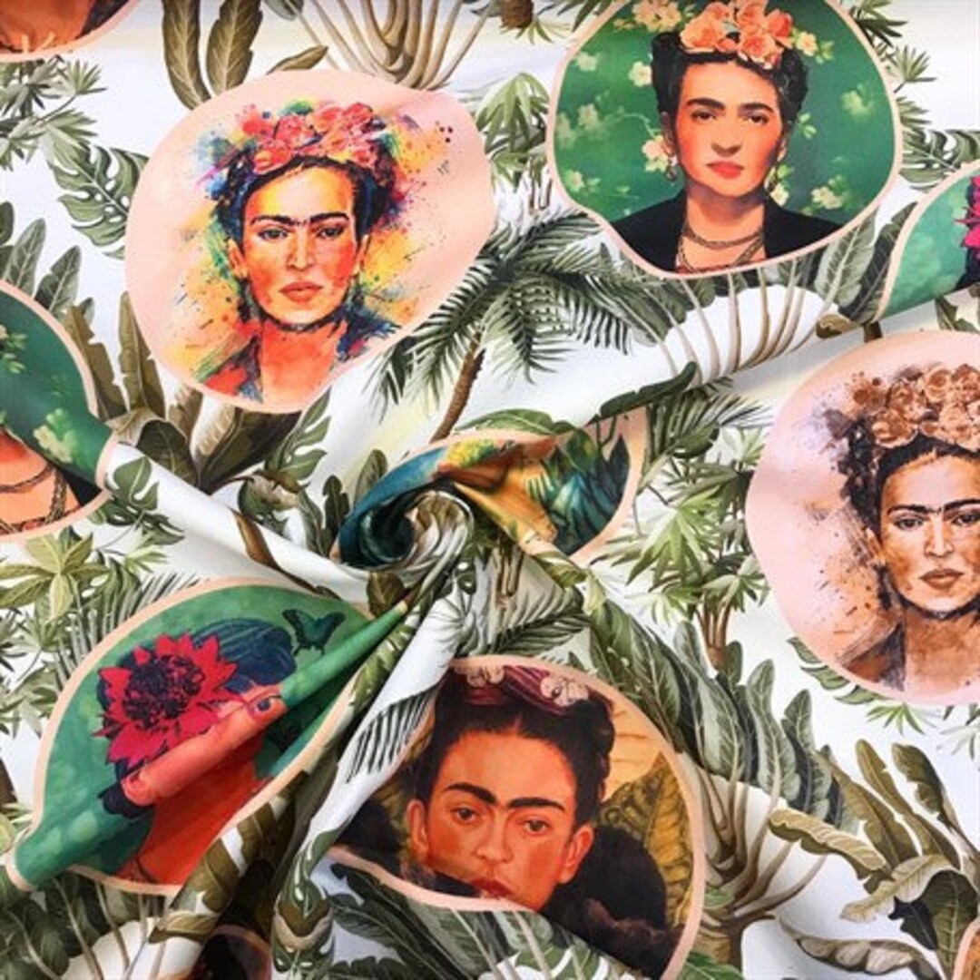 Frida Print Upholstery Fabric, Tropical Pattern Fabric, Digital Print ...