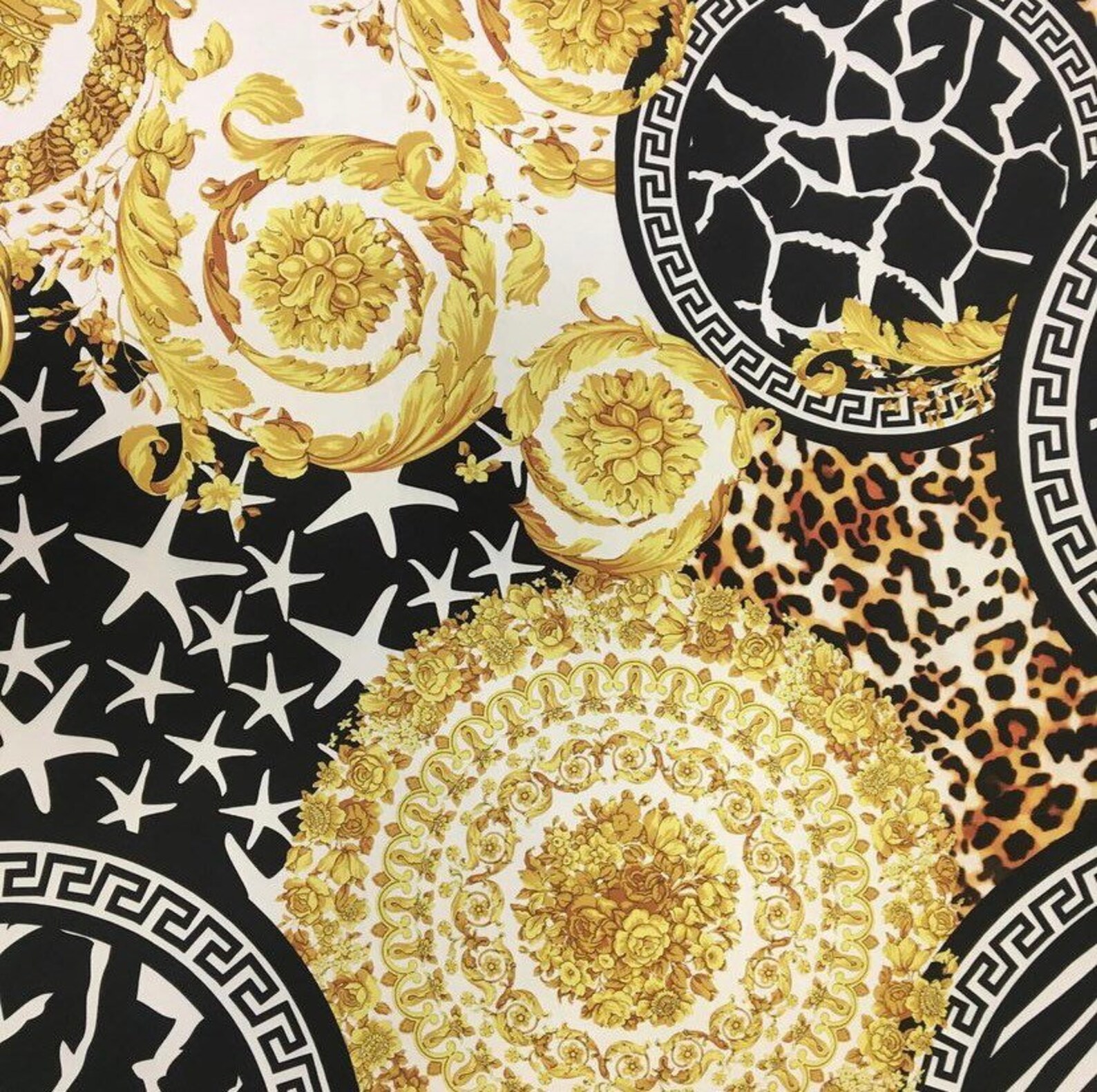 Baroque Pattern Fabric Greek Key Pattern Satin Fabric by the - Etsy