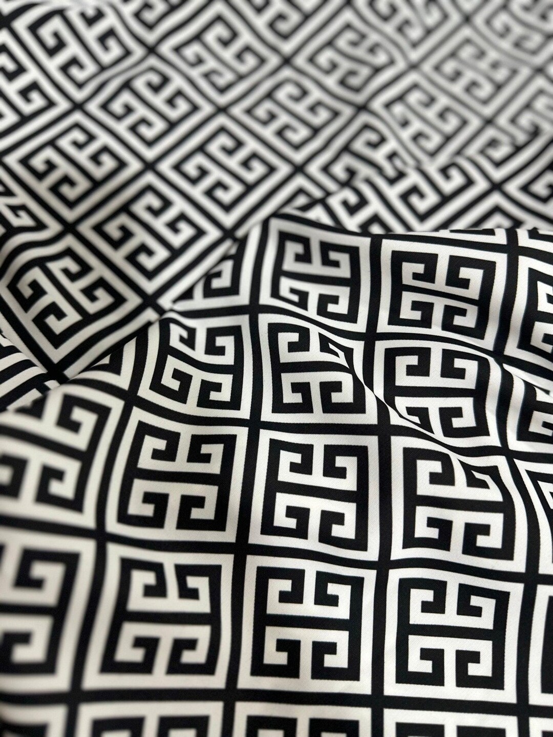 Greek Key Pattern Fabric - Black and White Print by the Yard - Etsy