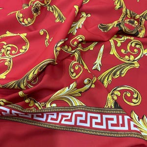 Greek Key Red Fabric - Baroque Pattern by the Yard - Etsy