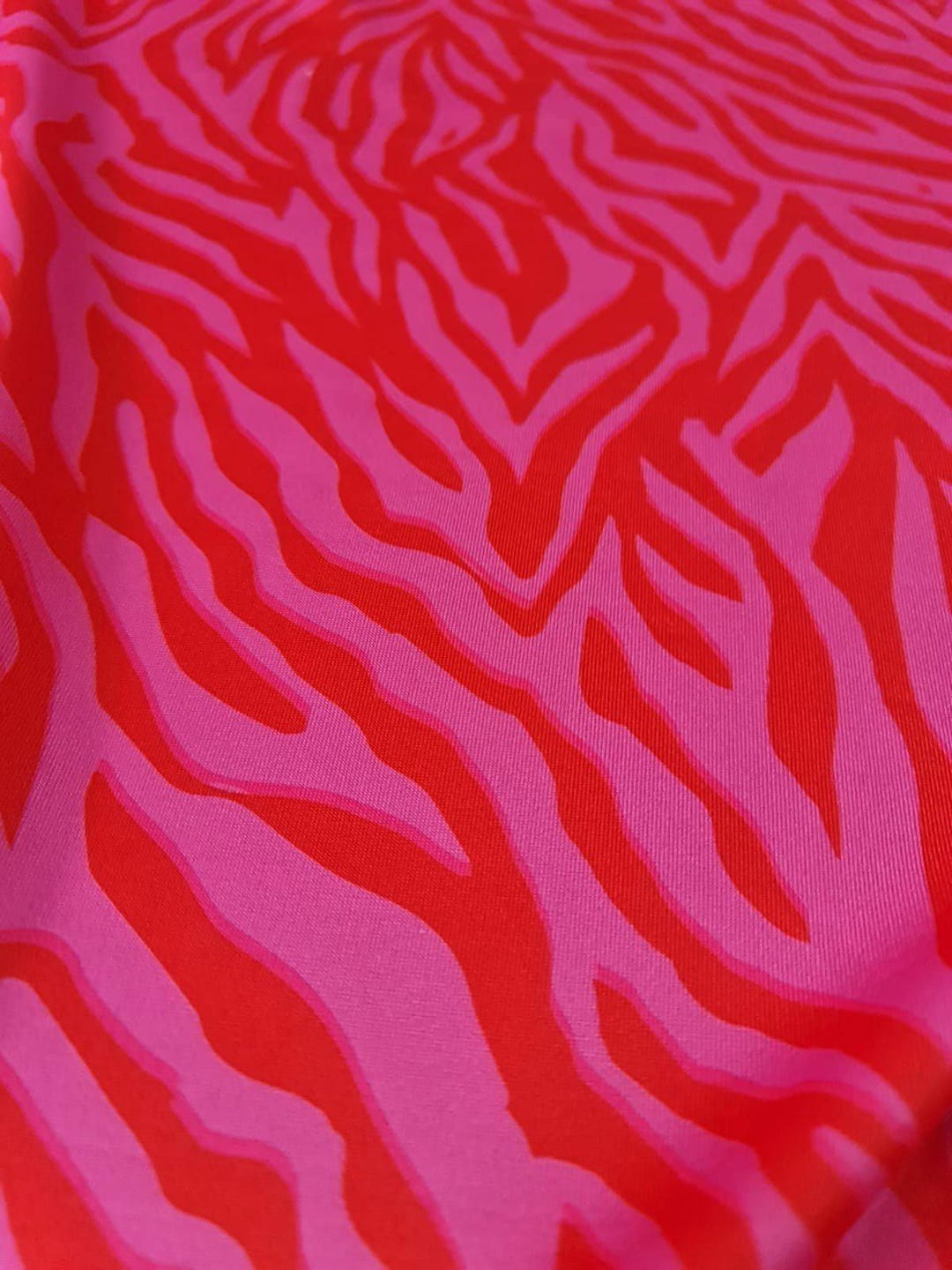 Pink Tiger Striped Fabric - Red and Pink Patterned Material - Etsy