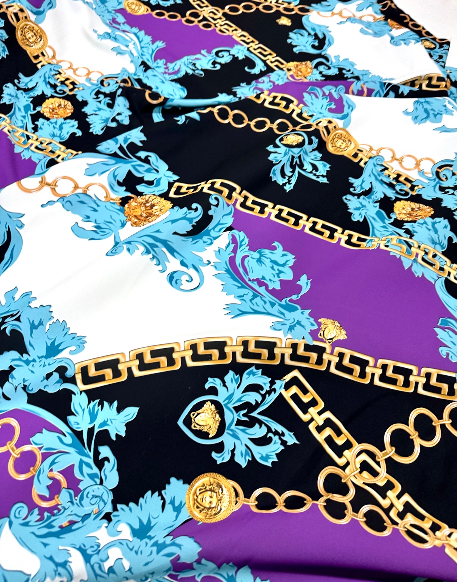 Swirl Pattern Fabric,luxe Fabric, High Quality Fabric, Gold Chain Print ...