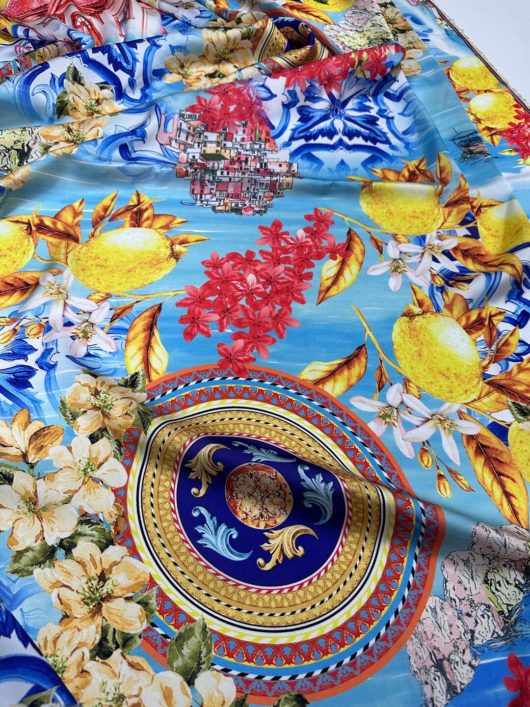 Majolica Sicilian Print Fabric - Decorative Fabric by the Yard - Etsy