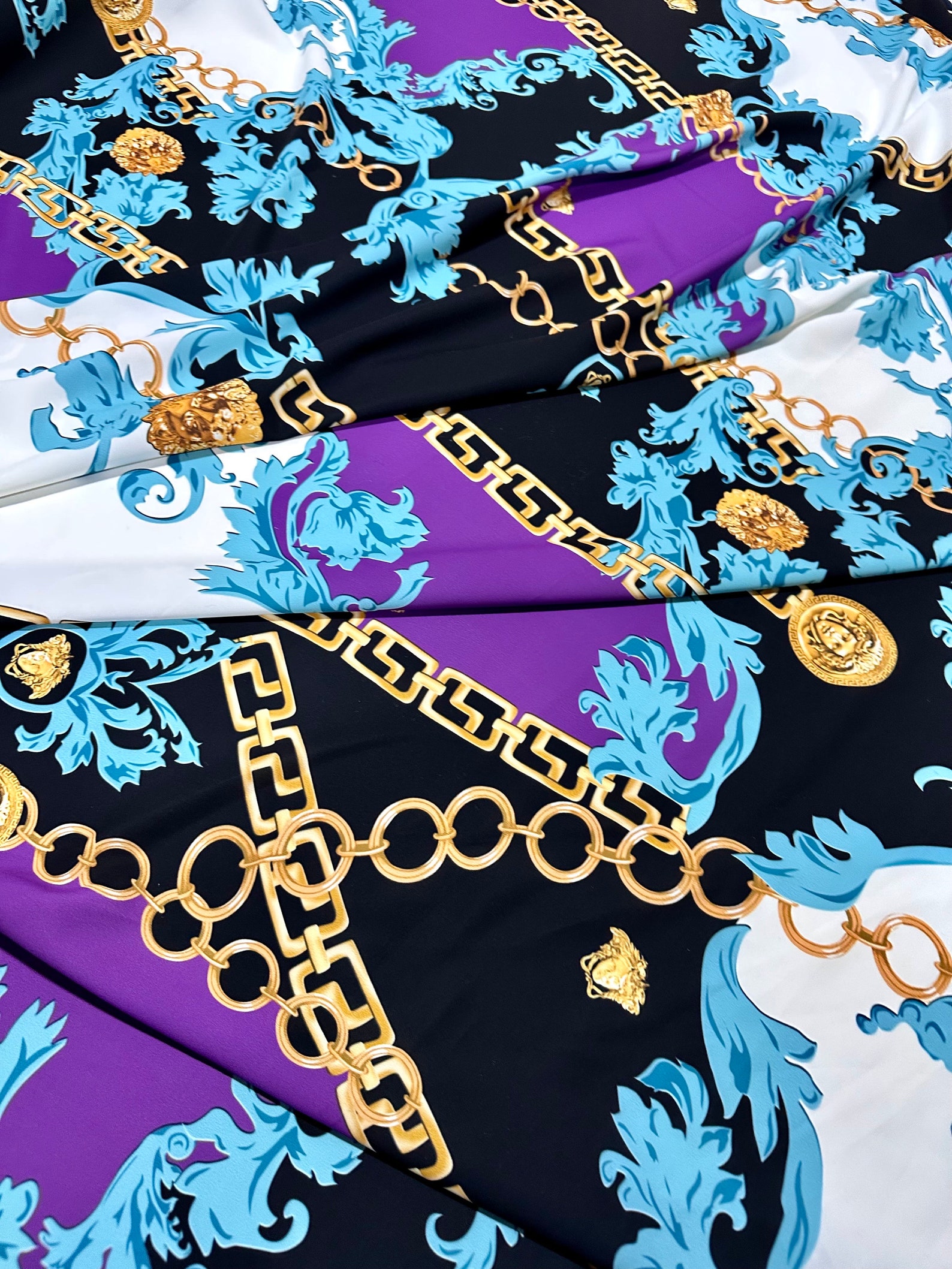 Swirl Pattern Fabric,luxe Fabric, High Quality Fabric, Gold Chain Print ...