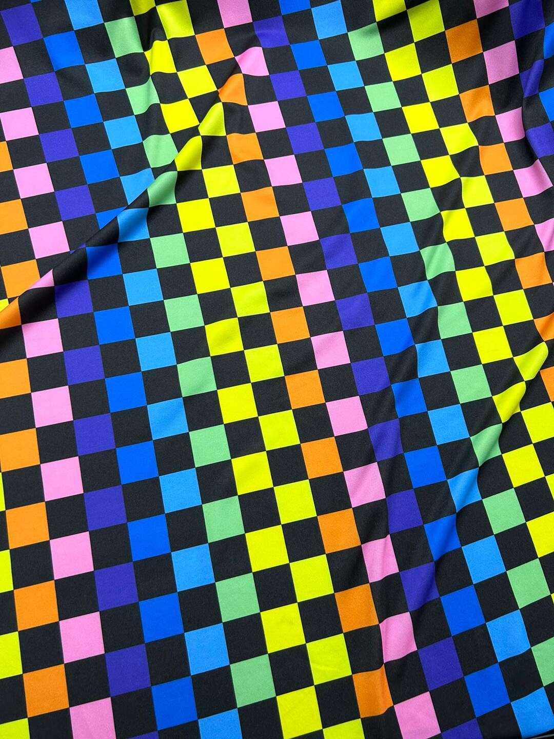 Checkers Print Fabric, Rainbow Colors Fabric by the Yard - Etsy