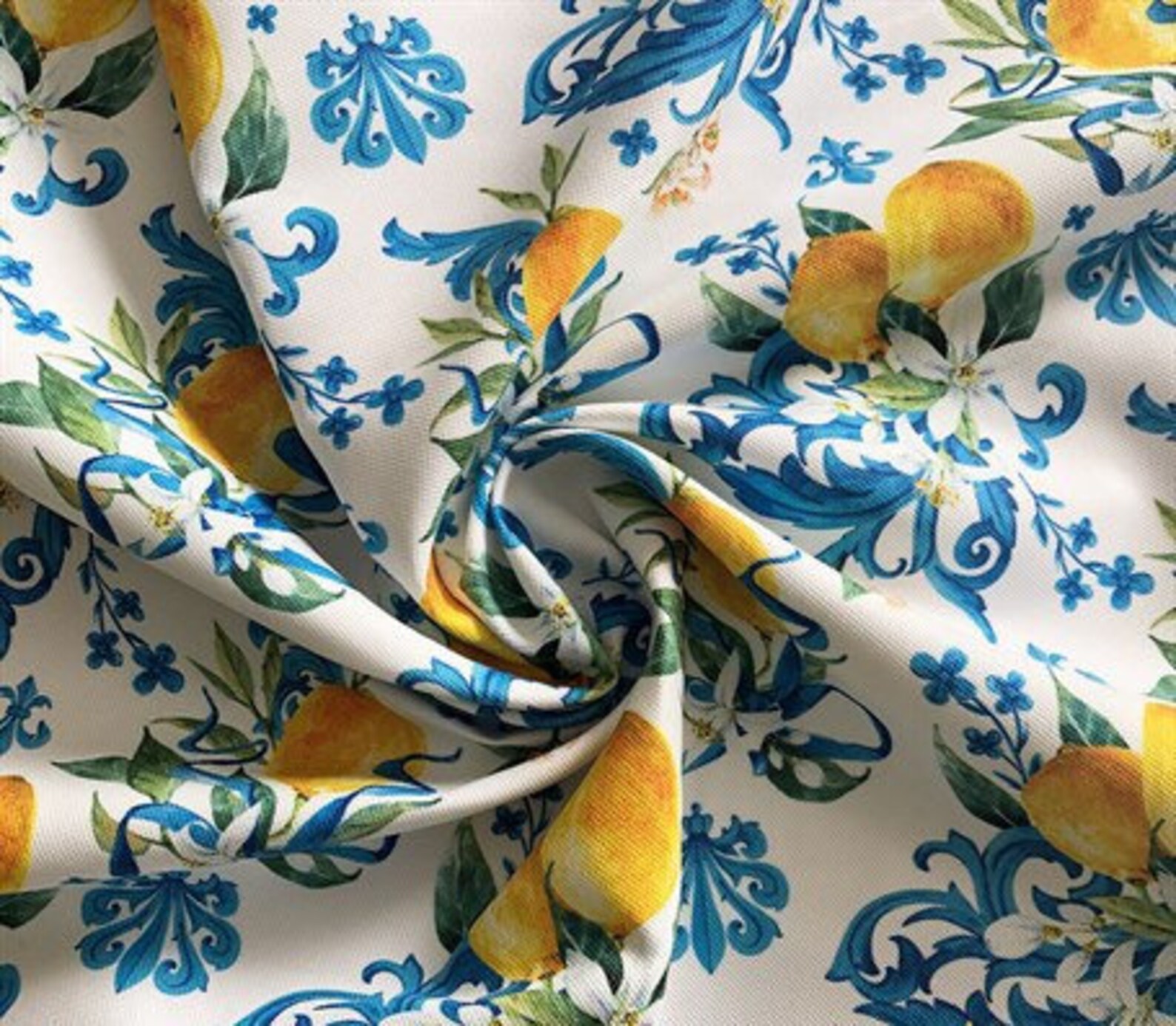 Baroque Blue Lemon Pattern Upholstery Fabric Lemon Pattern - Etsy
