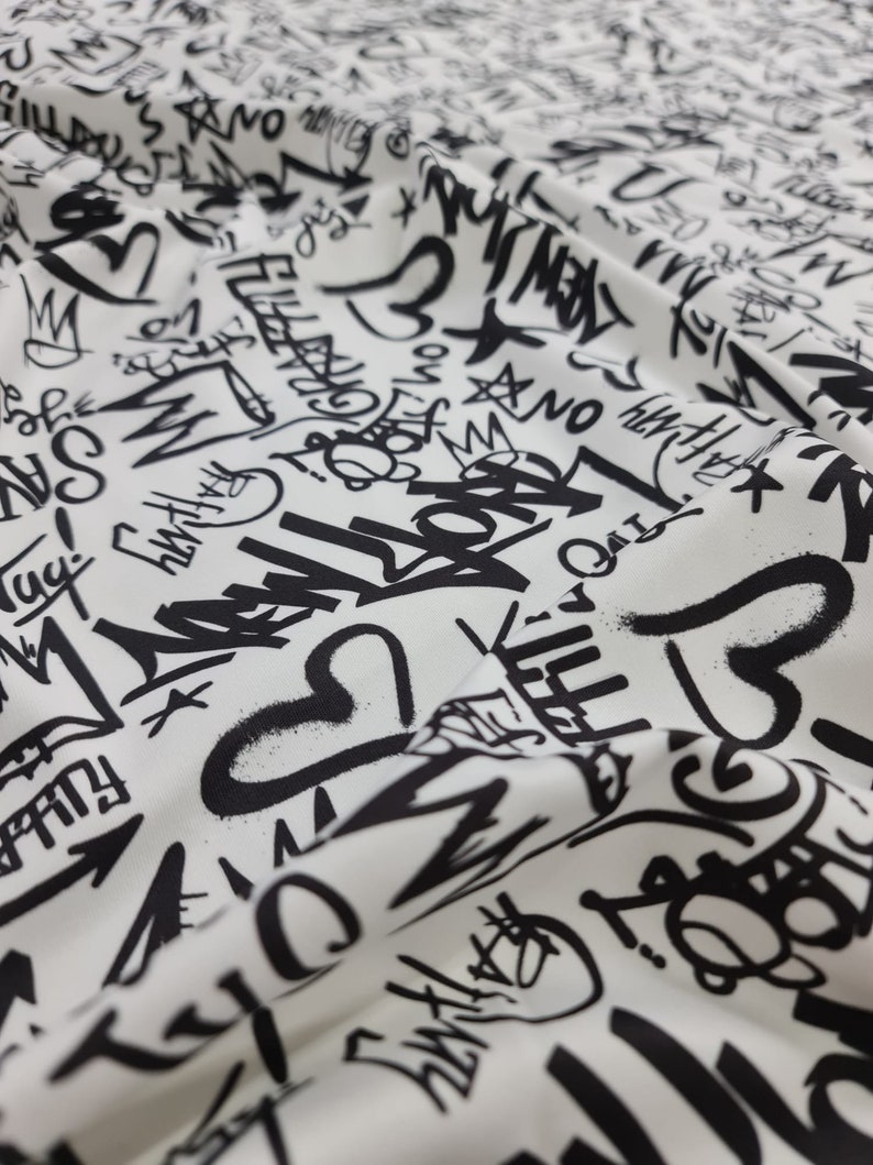 Graffiti Pattern Fabric Spandex 4-way Stretch Fabric - Etsy