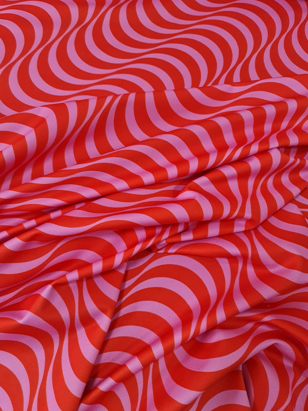 Wave Pattern Fabric Spandex 4-way Stretch Fabric Red Pink - Etsy