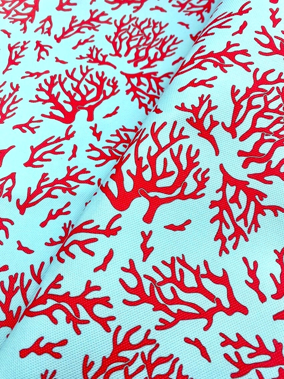Coral Pattern Upholstery Fabric, Turquoise Color Fabric, Digital Print ...