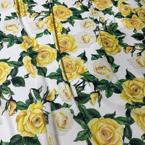 Yellow Rose Fabric - Etsy