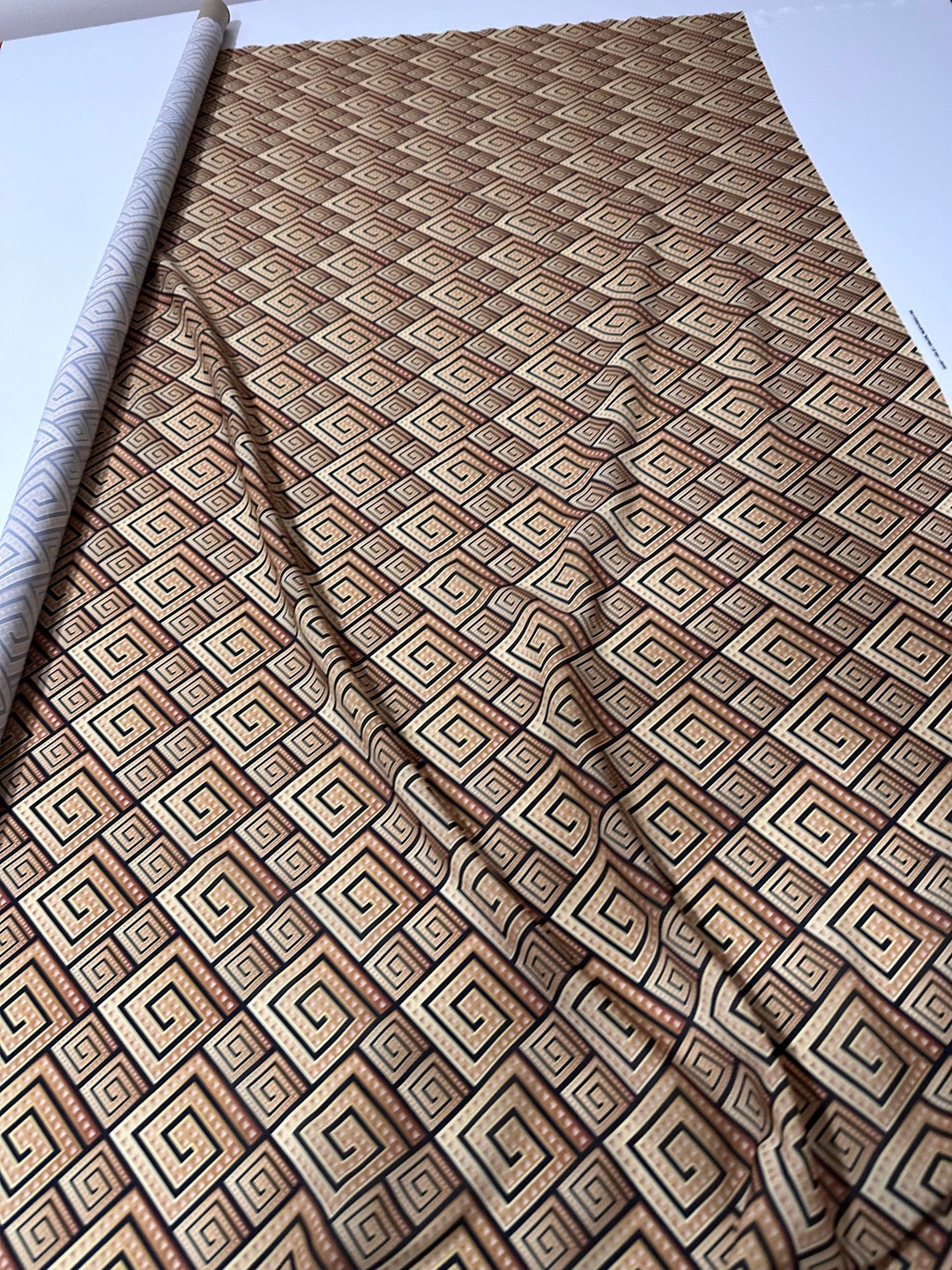 Greek Key Design Fabric, Crepe Fabric - Etsy