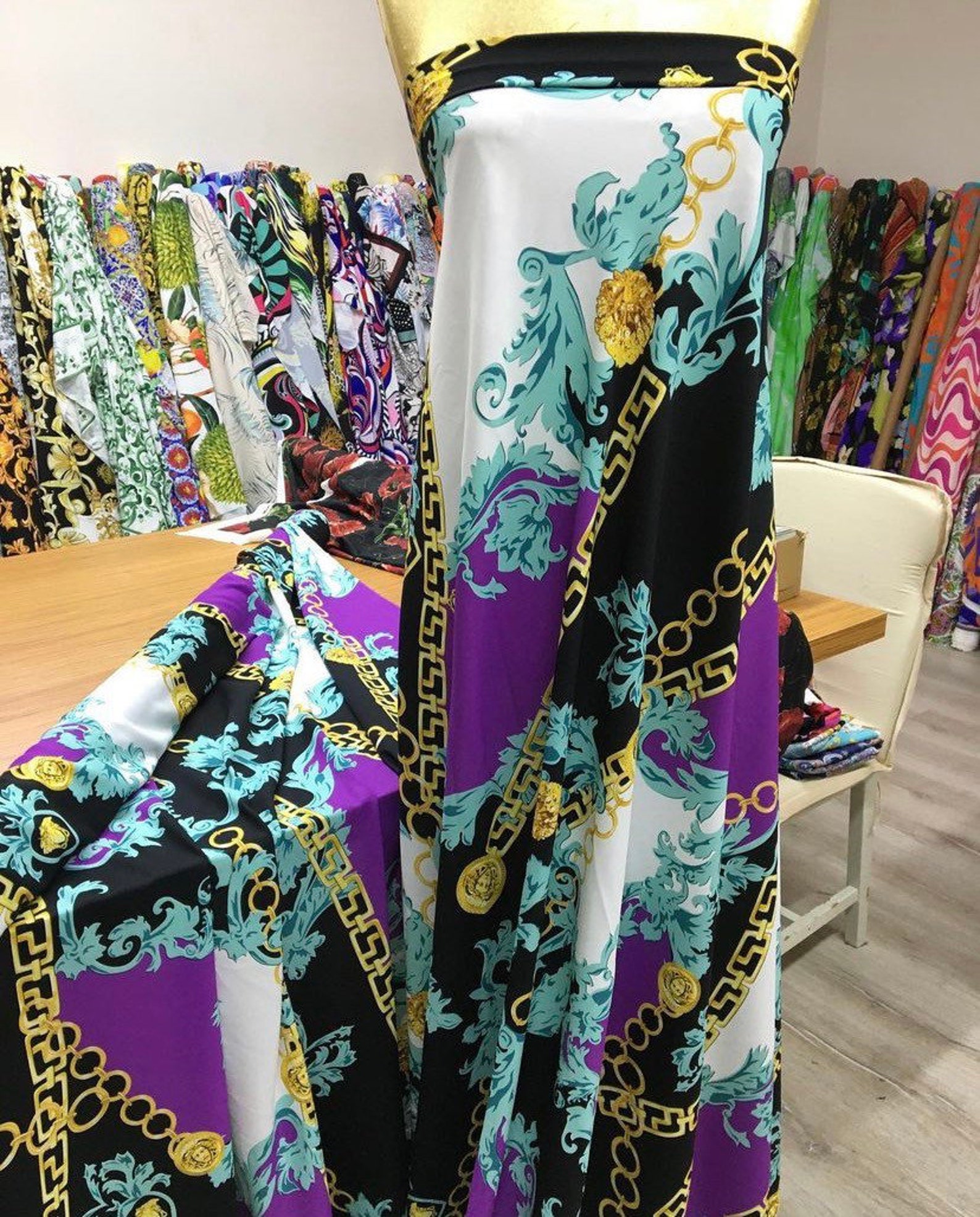 Swirl Pattern Fabricluxe Fabric High Quality Fabric Gold - Etsy