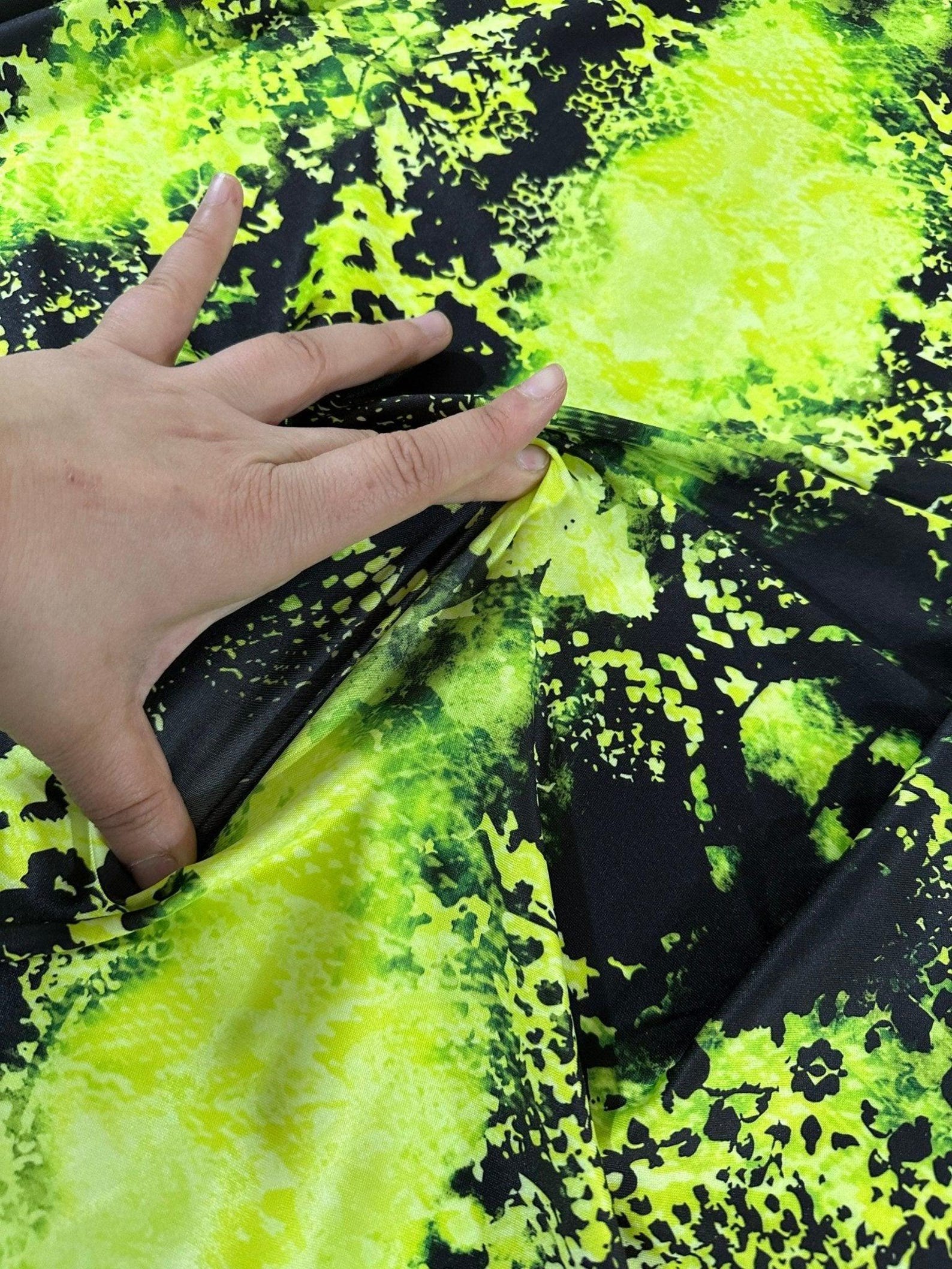 Neon Green Spandex Fabric - Abstract Pattern - Etsy