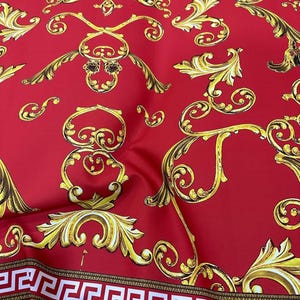 Greek Key Red Fabric - Baroque Pattern by the Yard - Etsy