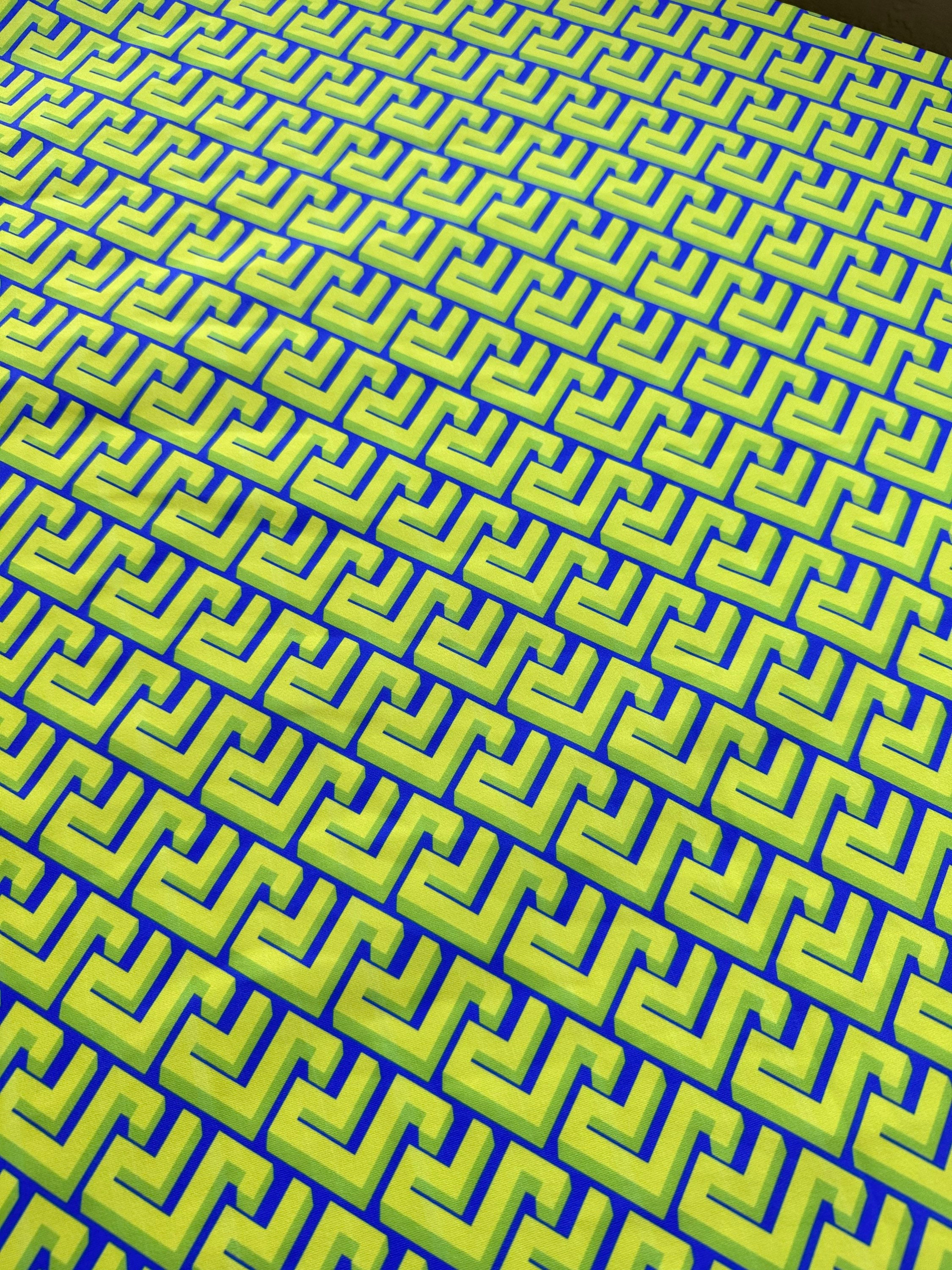 Stretch Fabric Greek Key Pattern Fabric Neon Green Geometric - Etsy