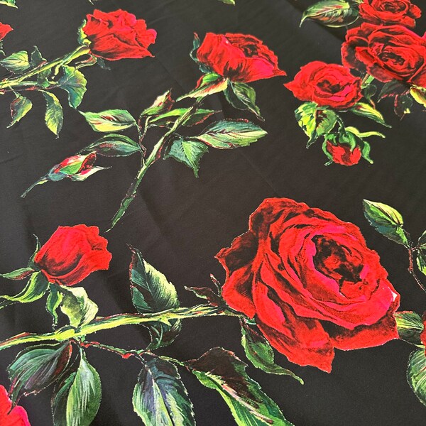Red Rose Fabric - Etsy