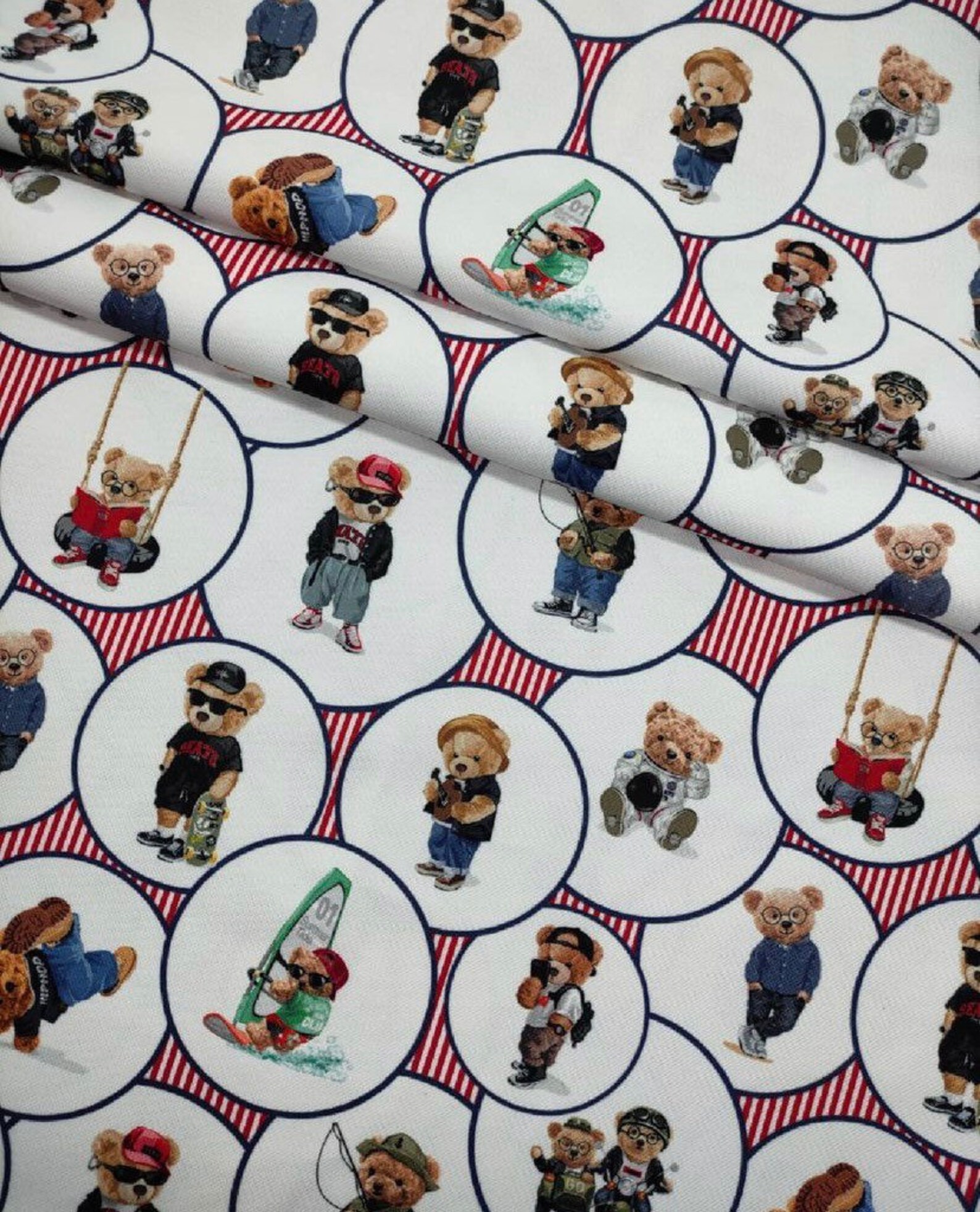 Teddy Bear Pattern Upholstery Fabric Digital print fabric | Etsy