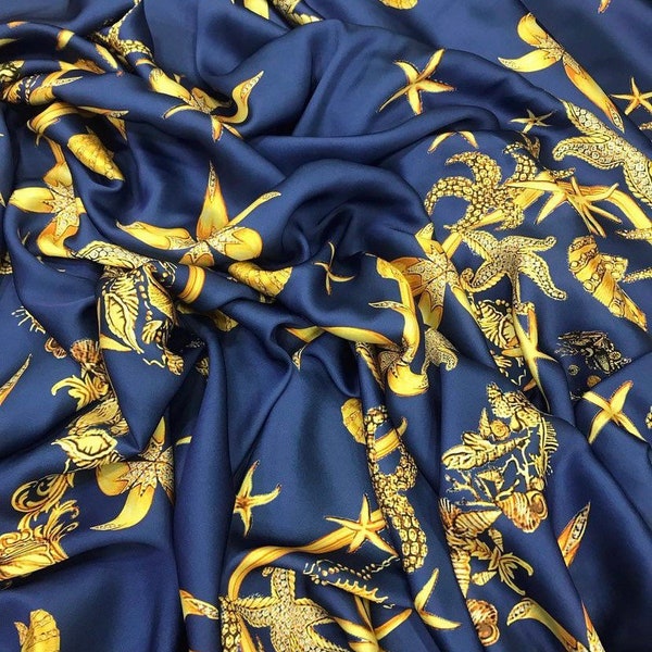 Navy and Gold Fabric - Etsy