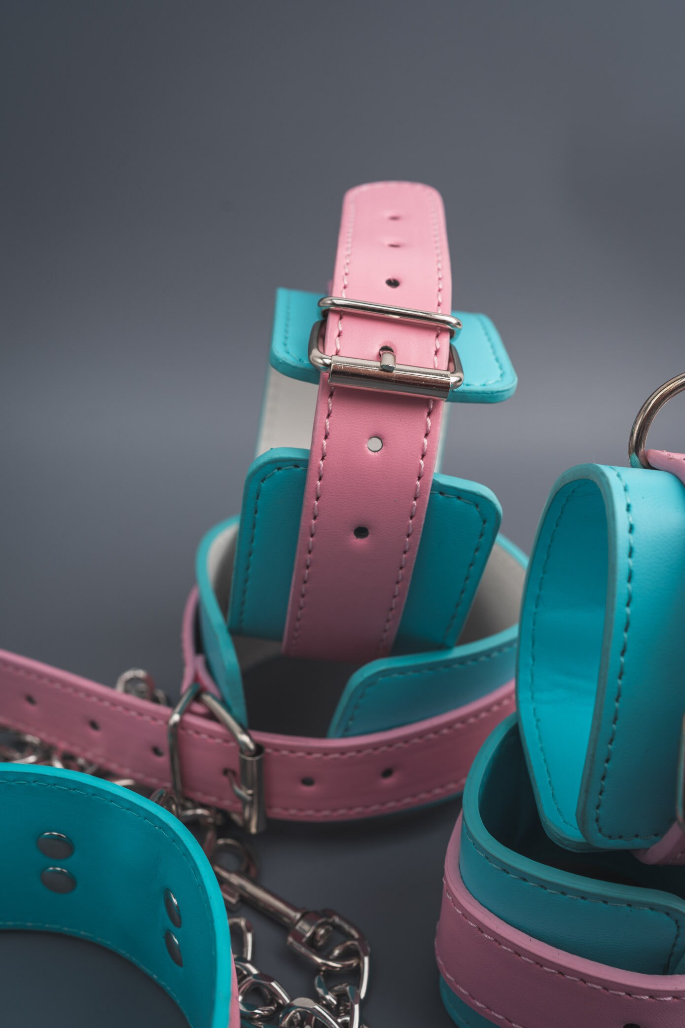 Unique Pink Blue BDSM Restraint Set, Turquoise Pink Bondage, Ankle ...