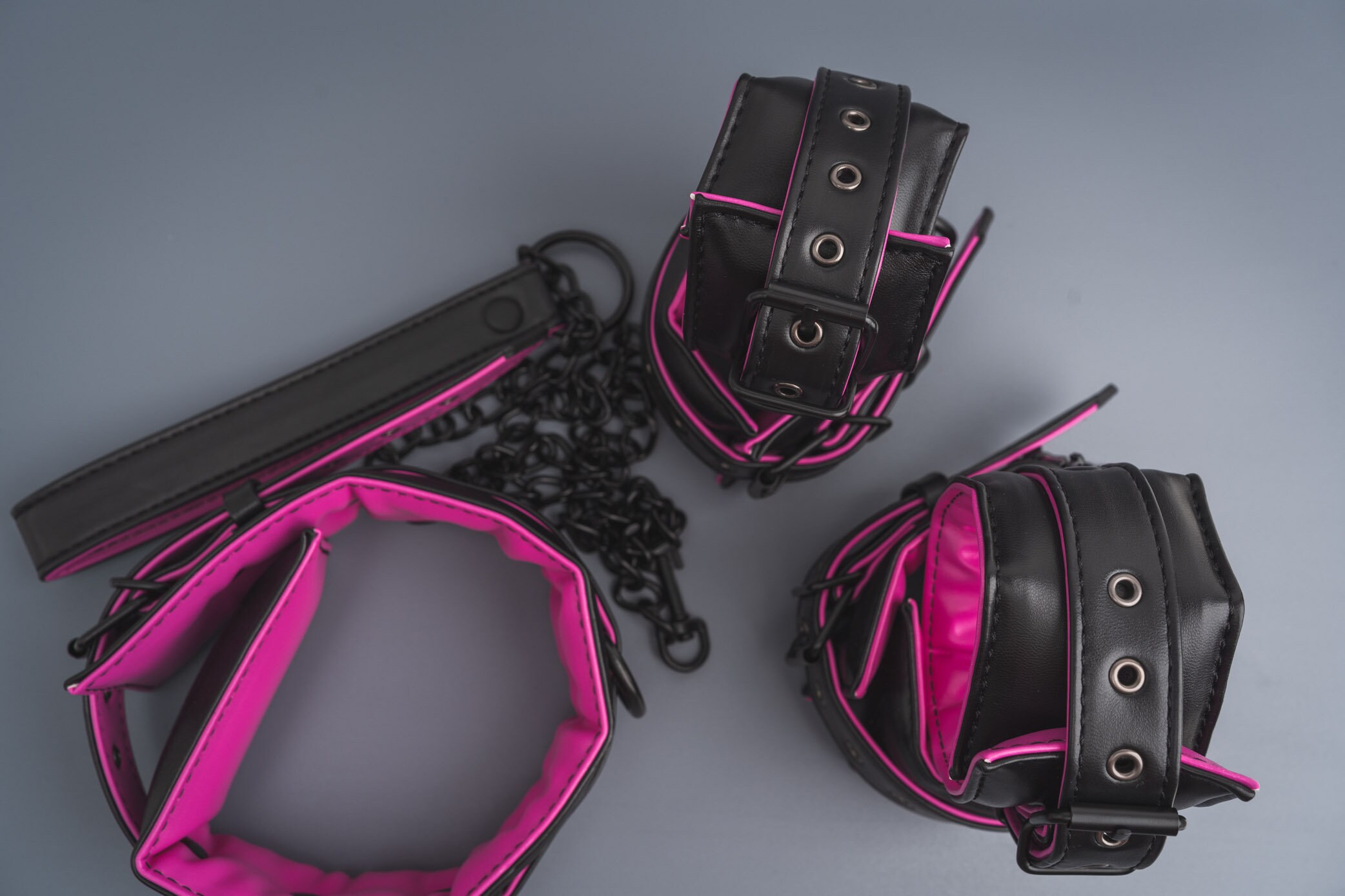 Luxury Purple Black Bondage Set, Restraints Kit, Leather Bondage, Ankle ...