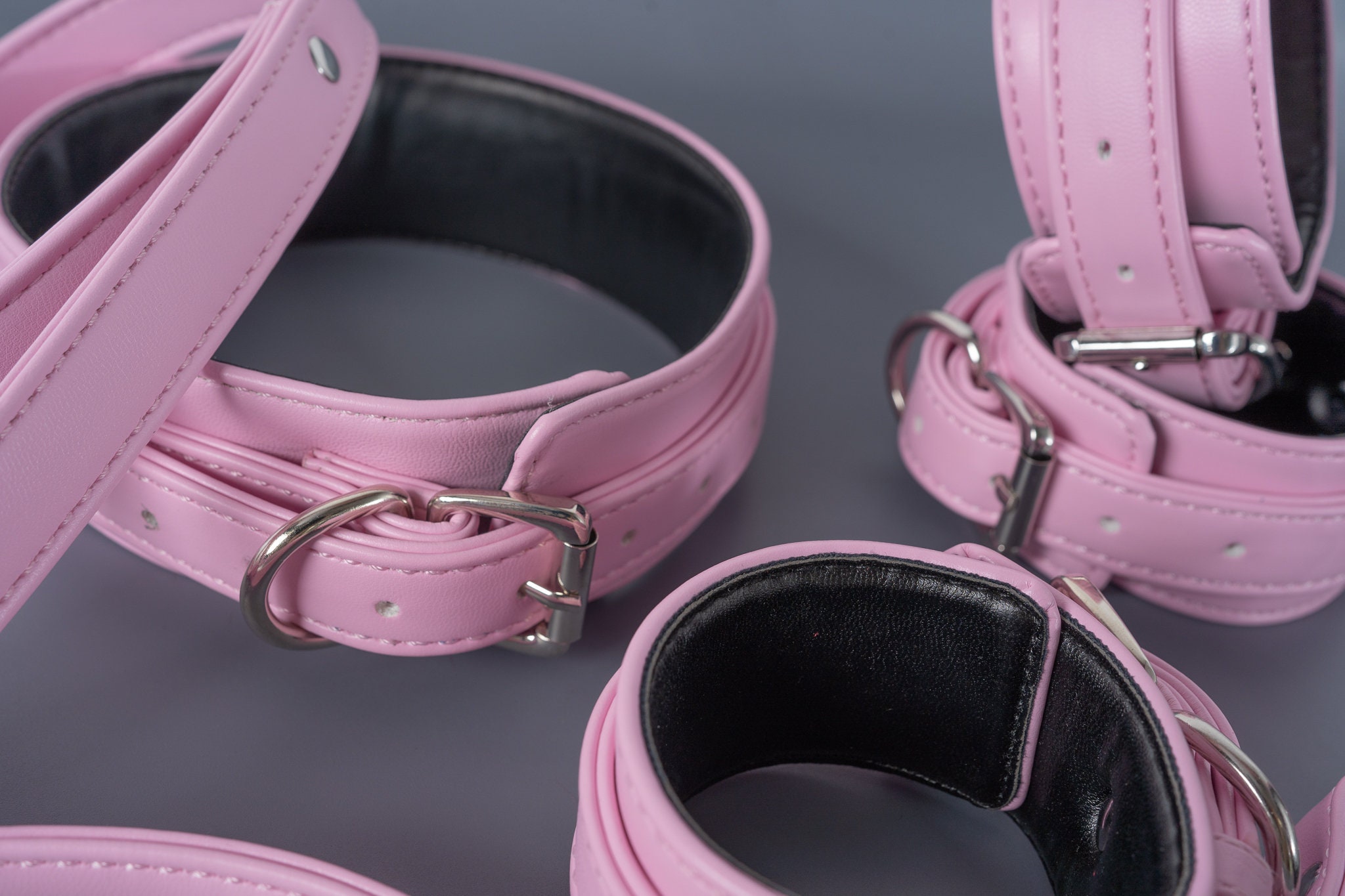 Pink Bondage Set Restraints Kit Leather Bondage Handcuffs - Etsy