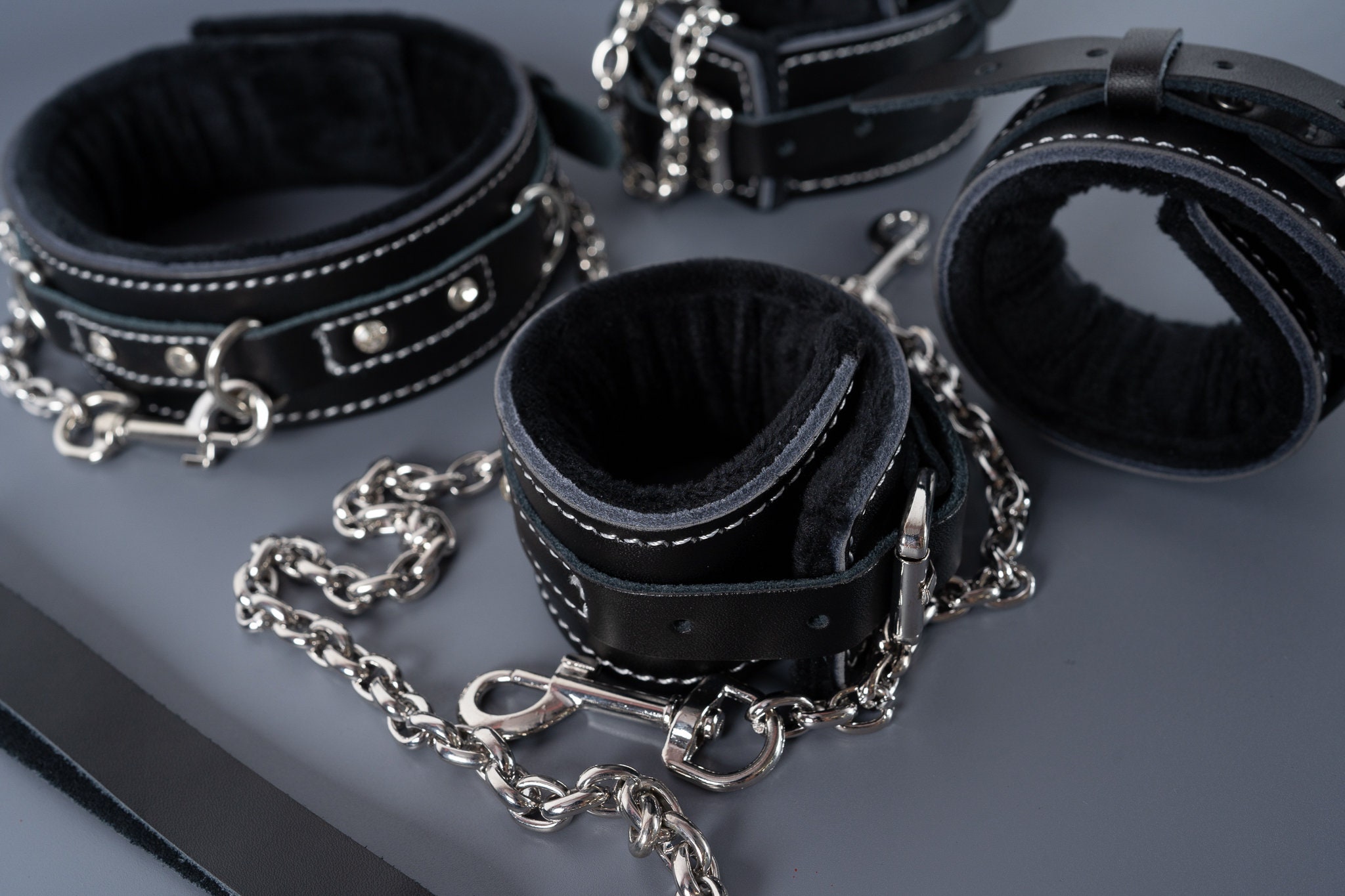 Fesselset, Fesselset, echt Leder Bondage Set, Handfesseln, Fußfesseln ...