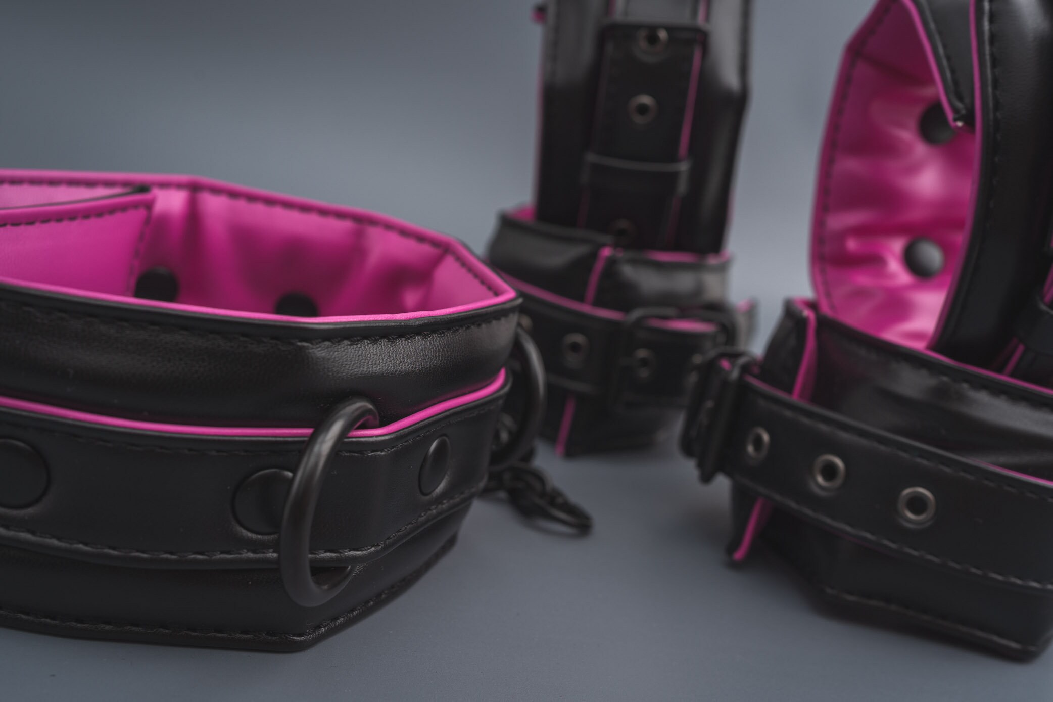 Luxury Purple Black Bondage Set, Restraints Kit, Leather Bondage, Ankle ...