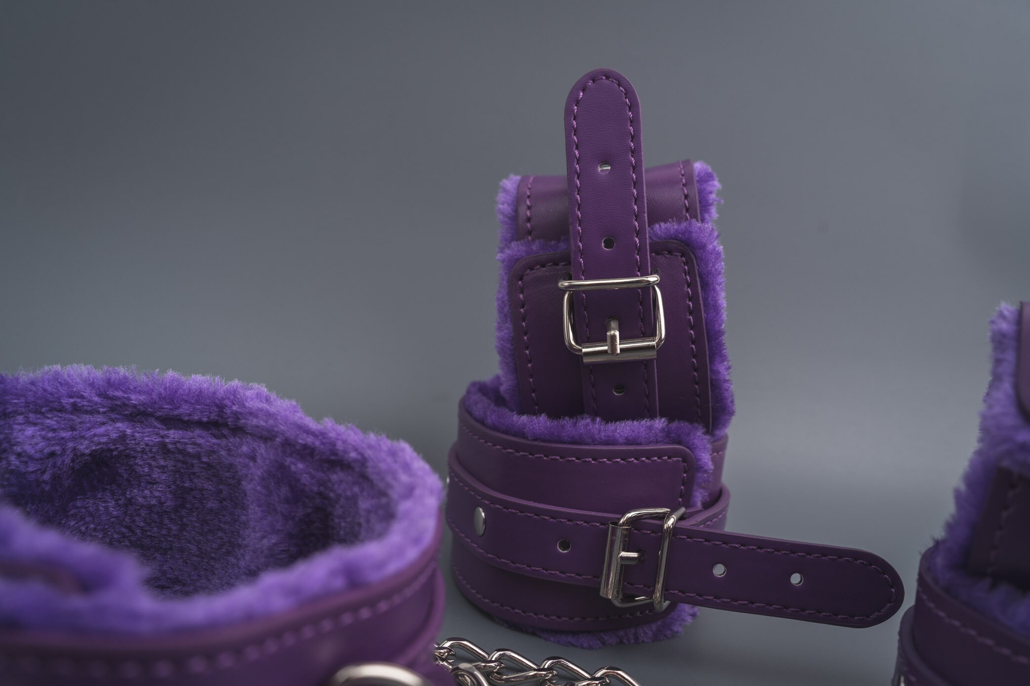 Purple Plush Bondage Set, Restraints Kit, Leather Bondage, Handcuffs ...