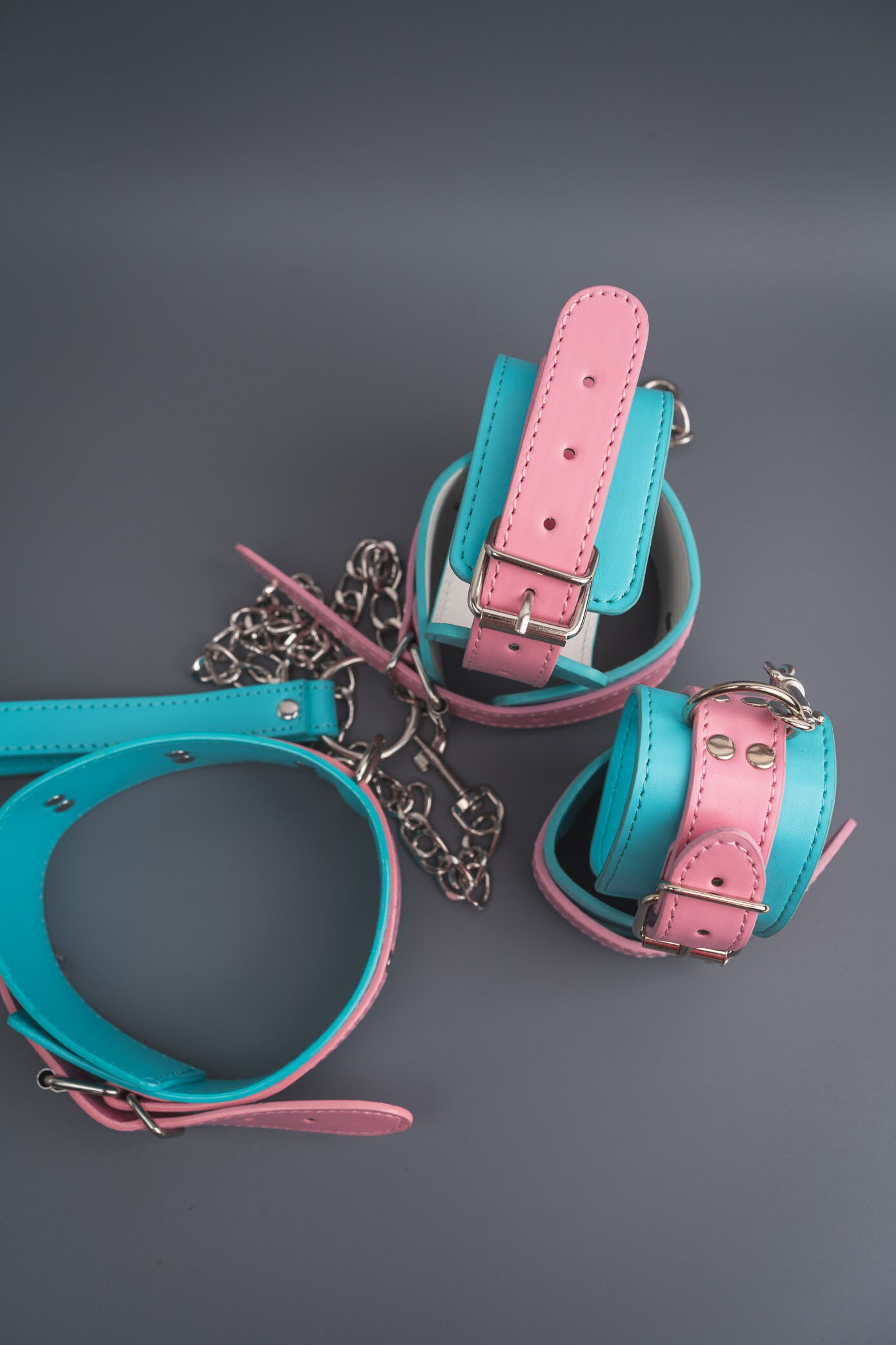 Unique Pink Blue BDSM Restraint Set, Turquoise Pink Bondage, Ankle ...