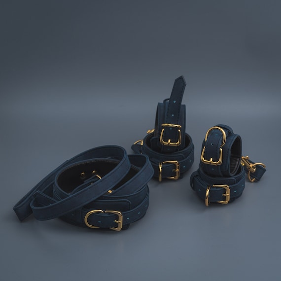 Navy Blue Bondage Set Restraints Kit With Gold Hardware - Etsy