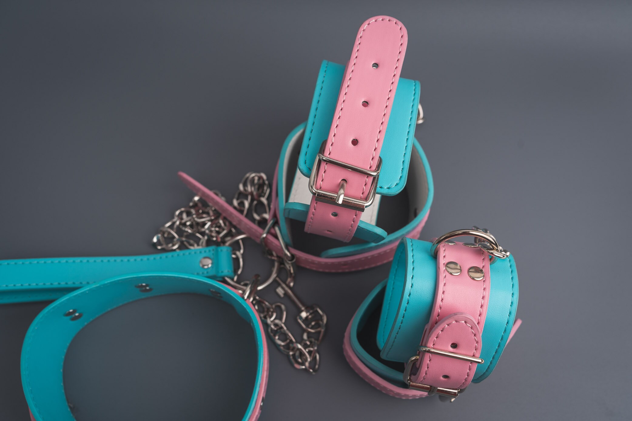 Unique Pink Blue BDSM Restraint Set, Turquoise Pink Bondage, Ankle ...