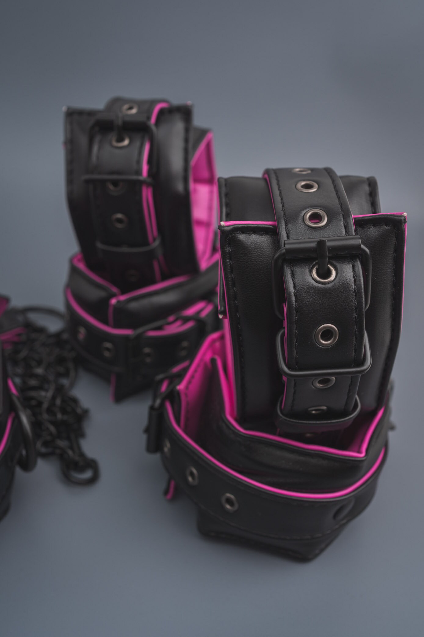 Luxury Purple Black Bondage Set, Restraints Kit, Leather Bondage, Ankle ...