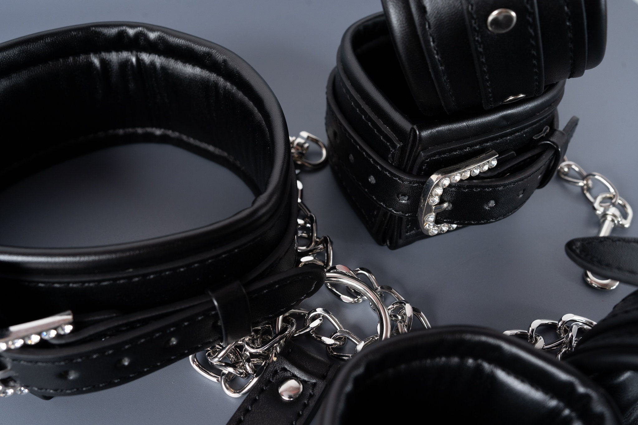 Bondage Set With Rhinestones Restraints Kit Leather Bondage - Etsy