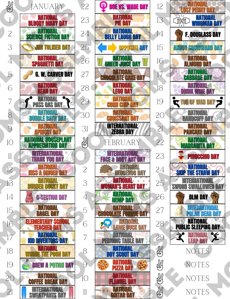 Wacky Holidays Sticker Bundle- Planner Sticker Bundle- Annual Holidays ...